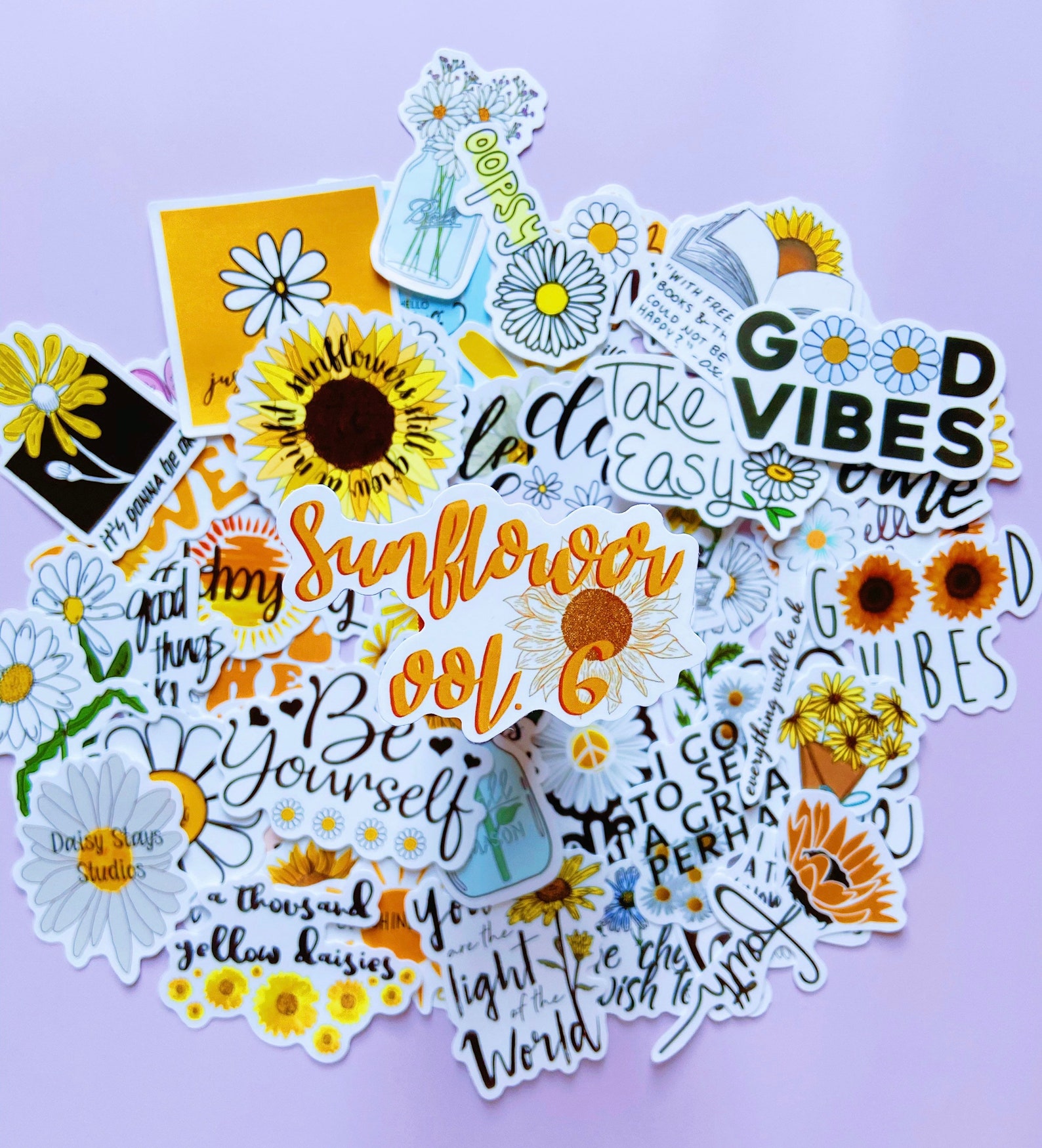 Daisy& Sunflower Sticker Pack-stay Positive Inspired - Etsy Canada