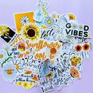 Daisy& Sunflower Sticker Pack-stay Positive Inspired Quotes ...