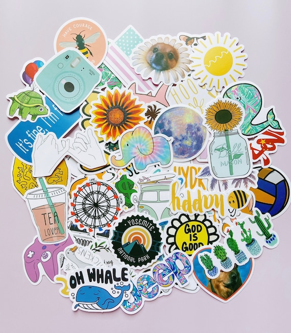 Cute Waterproof VSCO Sticker Pack Skateboard Snowboard - Etsy