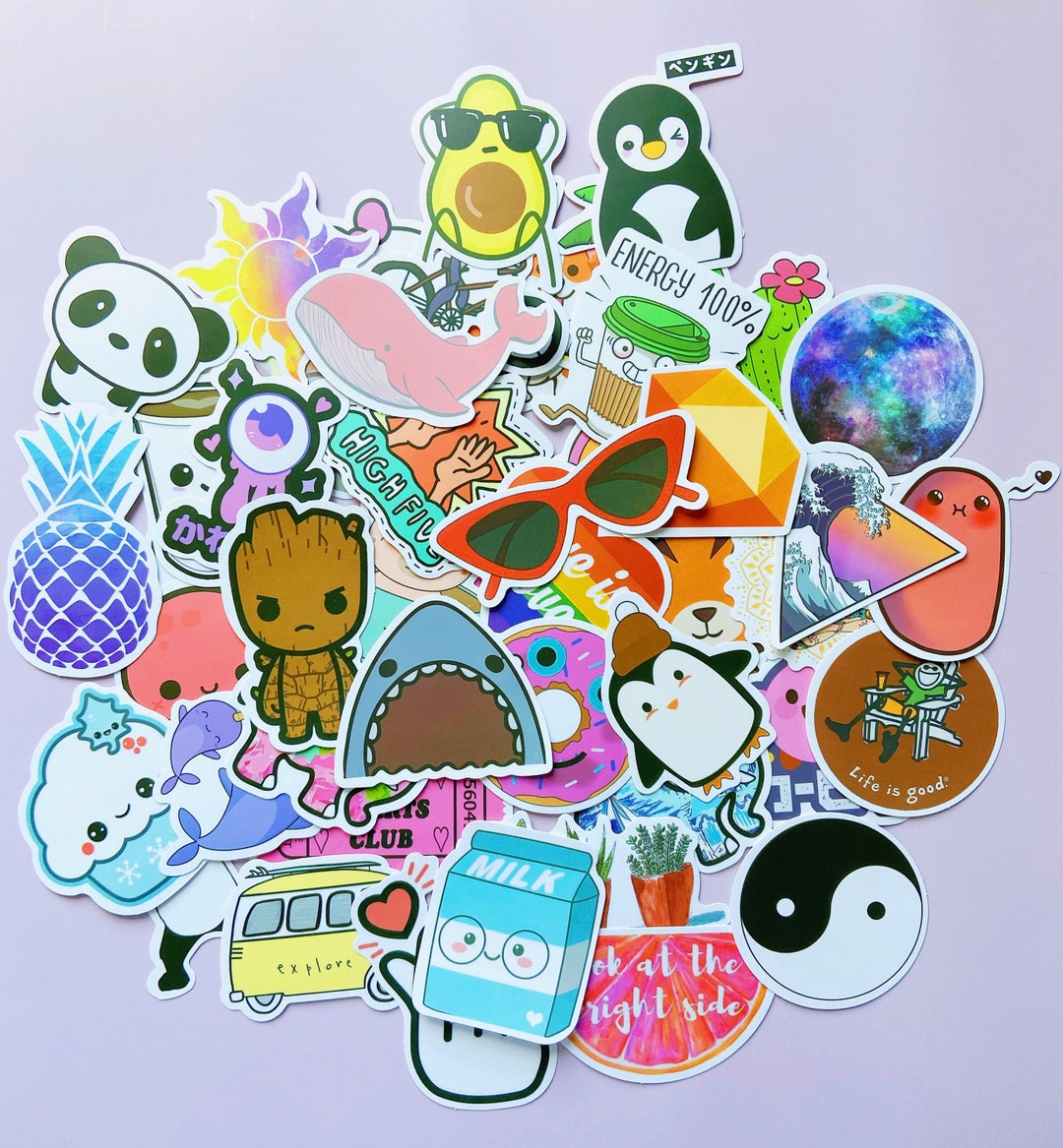Cute VSCO Waterproof Sticker Pack-skateboard-snowboard-packaging - Etsy