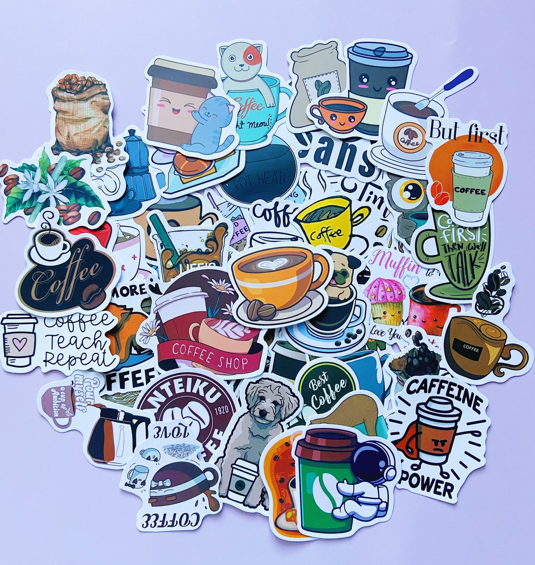 Cute Coffee Sticker Pack-coffee Lover Gift Waterproof - Etsy