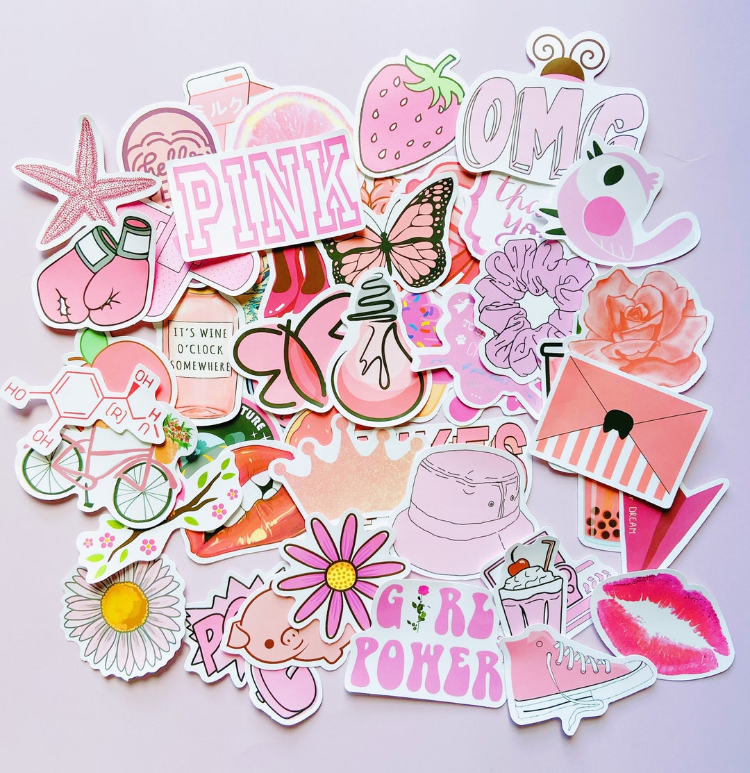 Pink VSCO Sticker Pack-cute Stickers Waterproof-packaging - Etsy