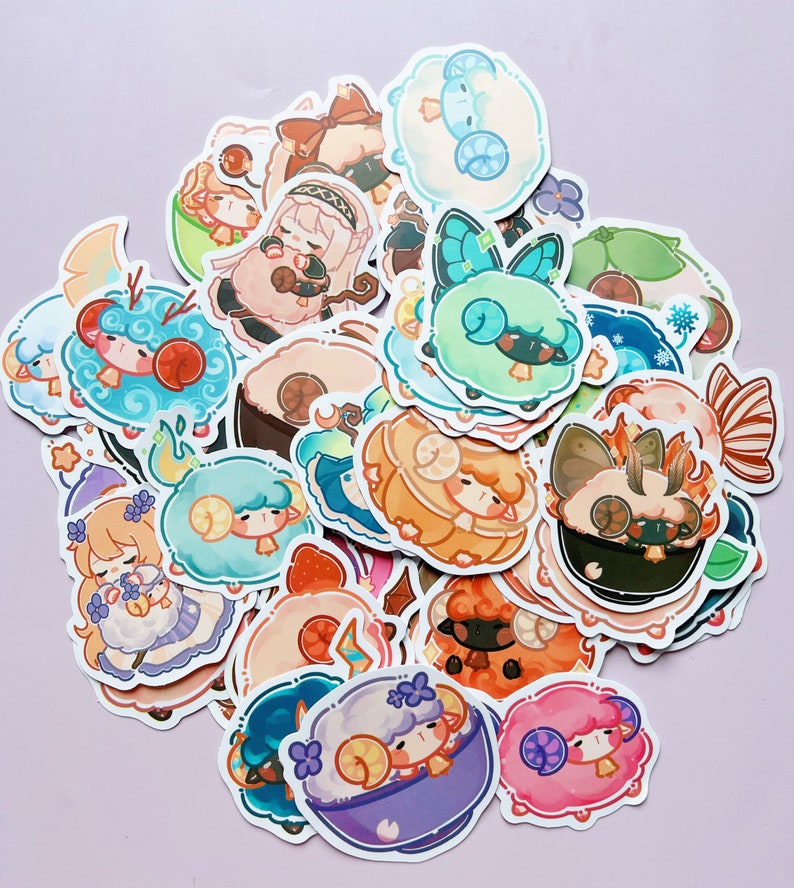 Cute Sheep Food Sticker Pack-waterproof Stickers-packaging - Etsy