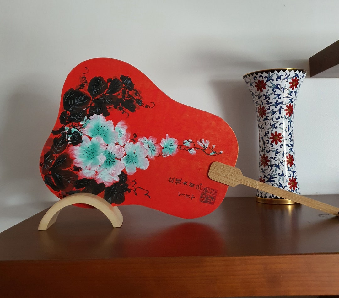 Red Japanese Fan in Chinese Painting Chinese Ink. Chinese Art Painter ...