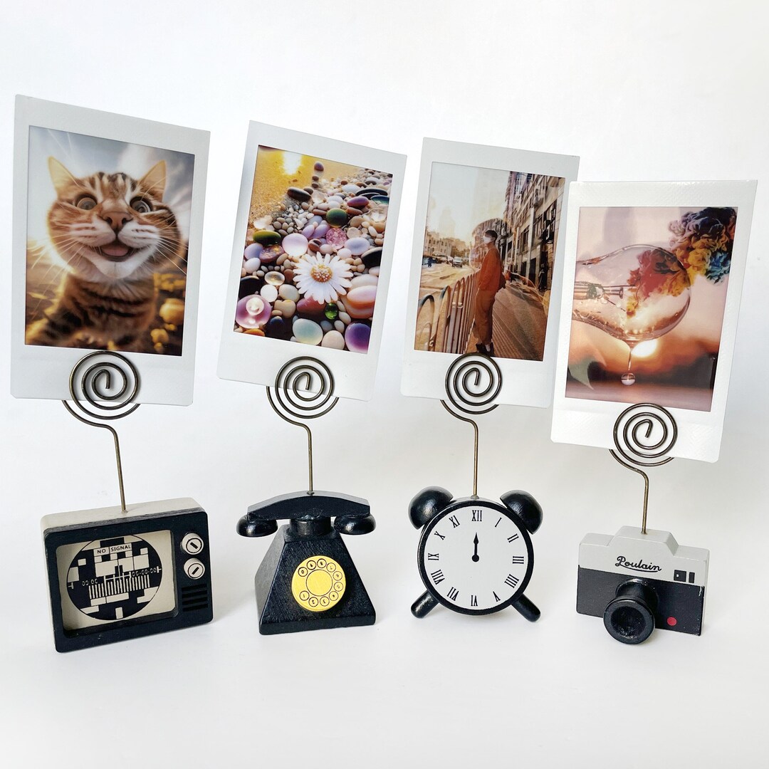 4PCS Retro Memo Clip Wooden Desk Photo Holder Vintage Business Card ...