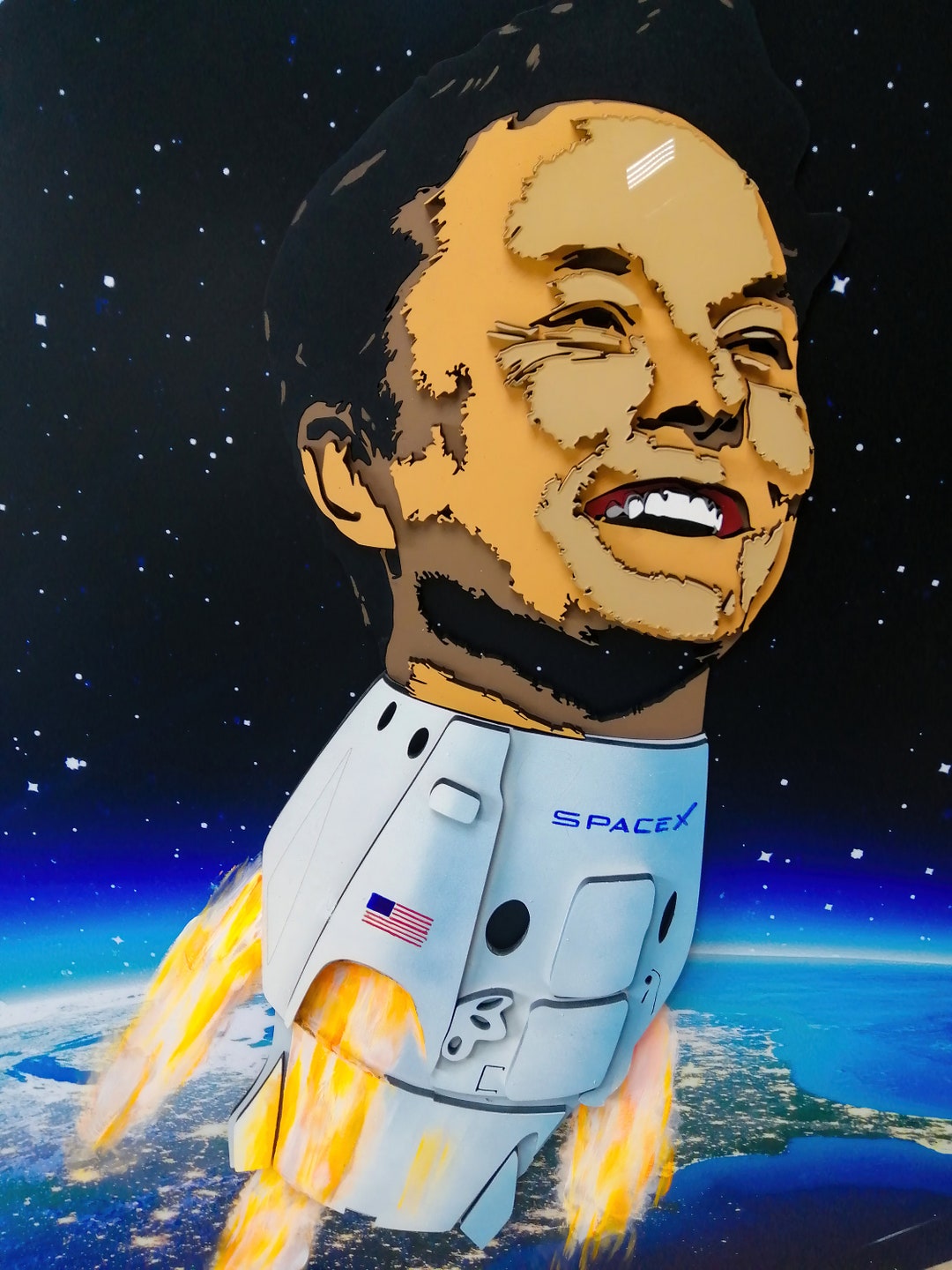Designer Wall Art Elon Mask 3D Wall Sculpture. Wall Decor Office ...