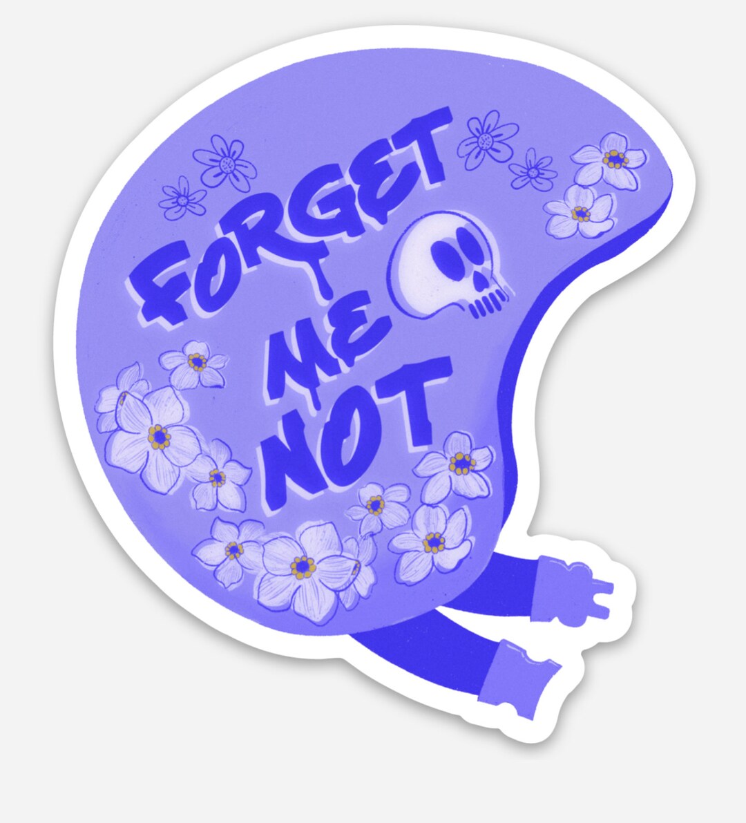 Forget Me Not Bike Helmet Sticker - Etsy