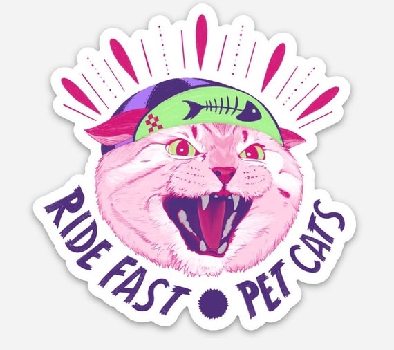 Ride Fast Pet Cats Vinyl Sticker - Etsy
