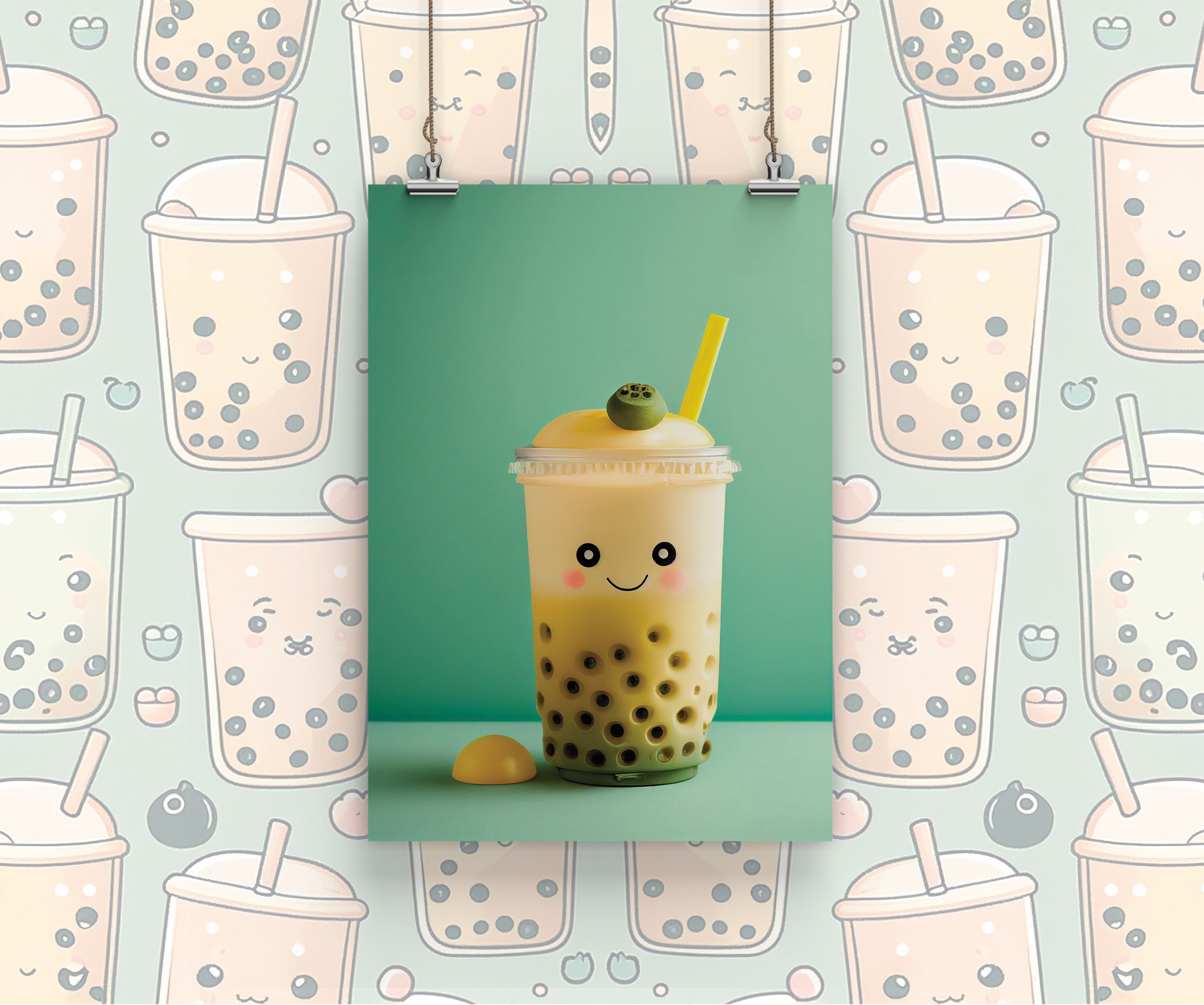 Bubble Tea Wall Art, Boba Poster, Kawaii Food Print, Boba Culture Wall ...
