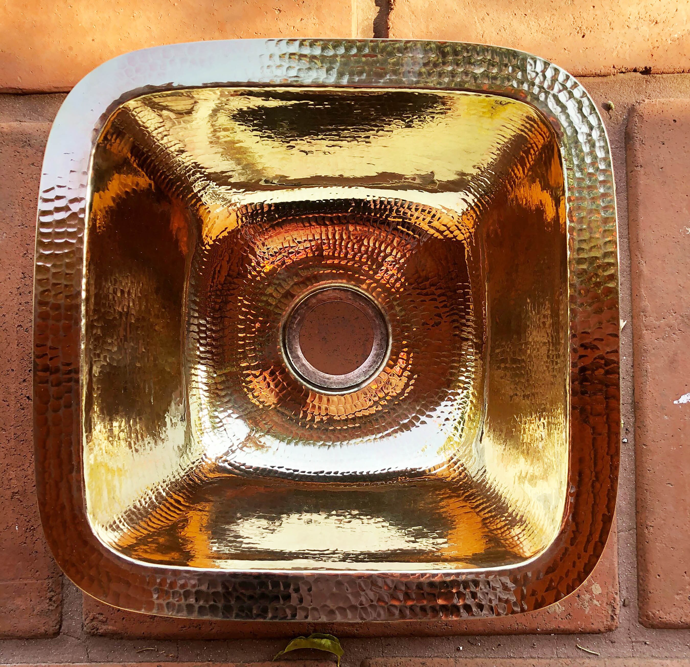 Brass 12" square bar sink in matte finish with your choice of drain ...