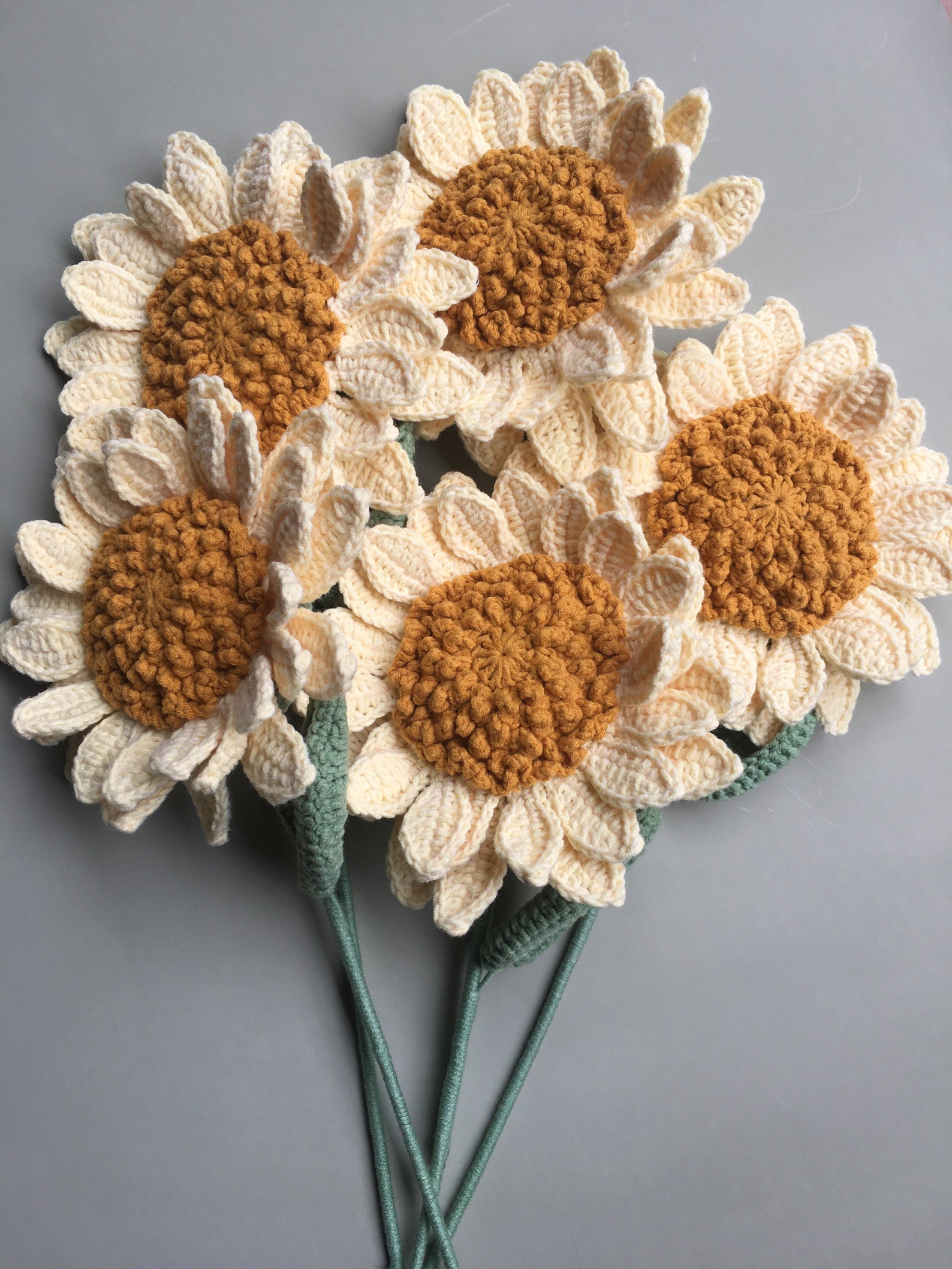 Handmade Knitted Sunflowers/ Big Knitted Sunflower/ Knitted Flower Gift ...
