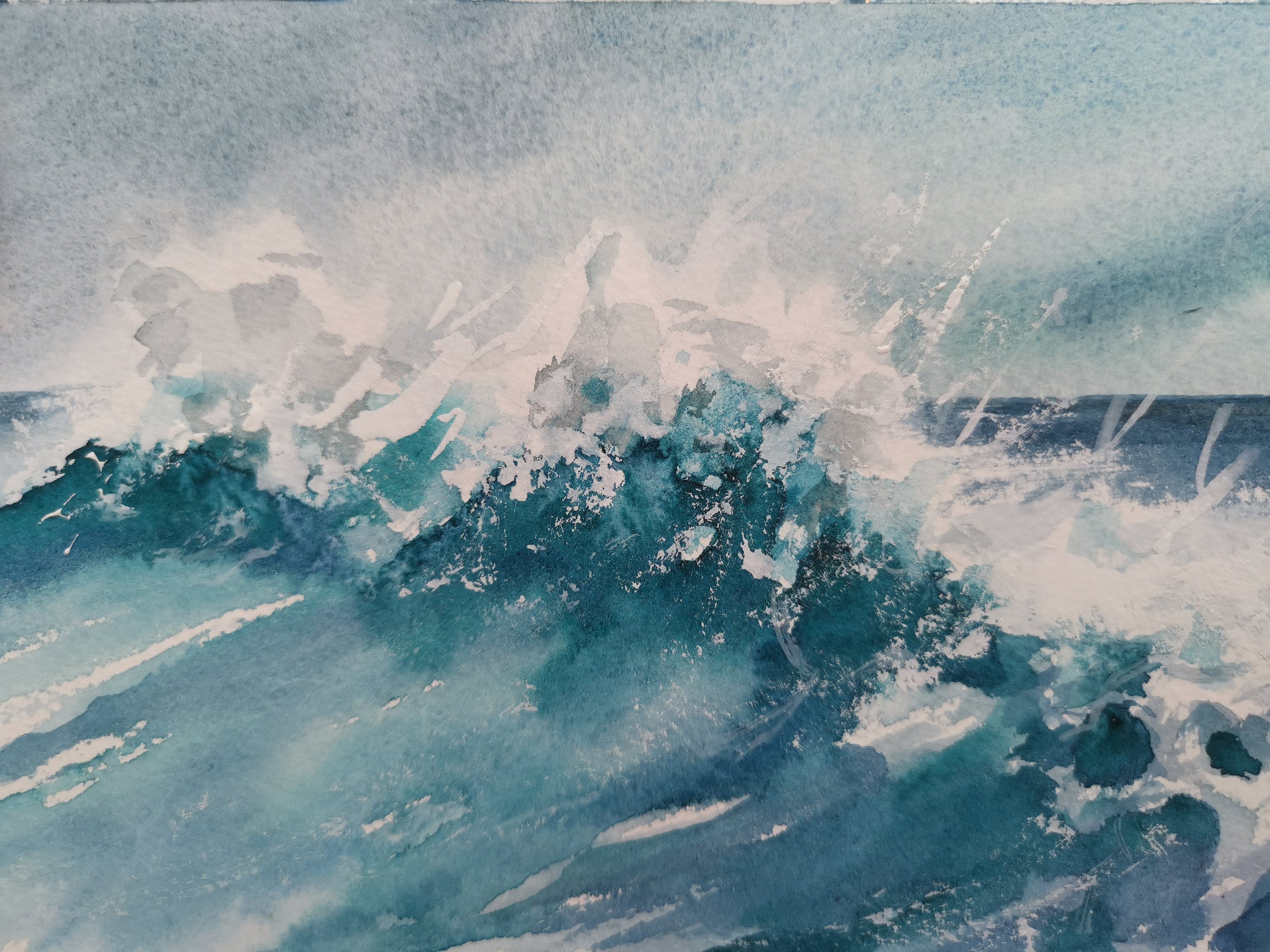 Ocean Wave Crash Painting, Original Watercolour Seascape - PRINT of ...