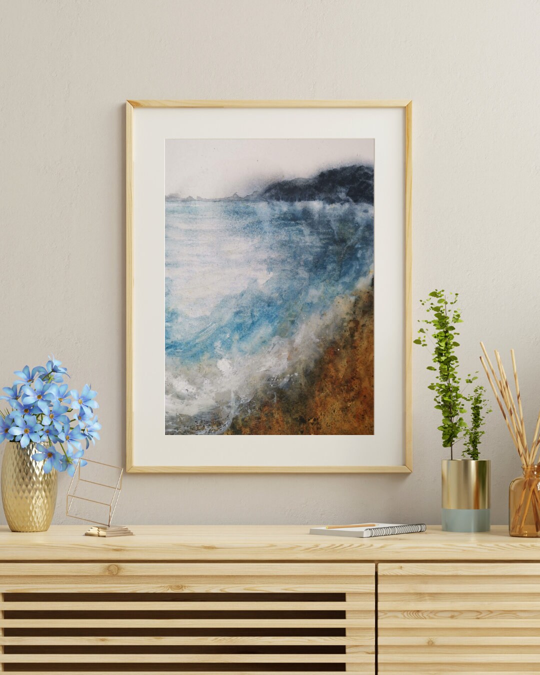 Original Watercolour Abstract Mounted Print of Moody Mumbles, South ...