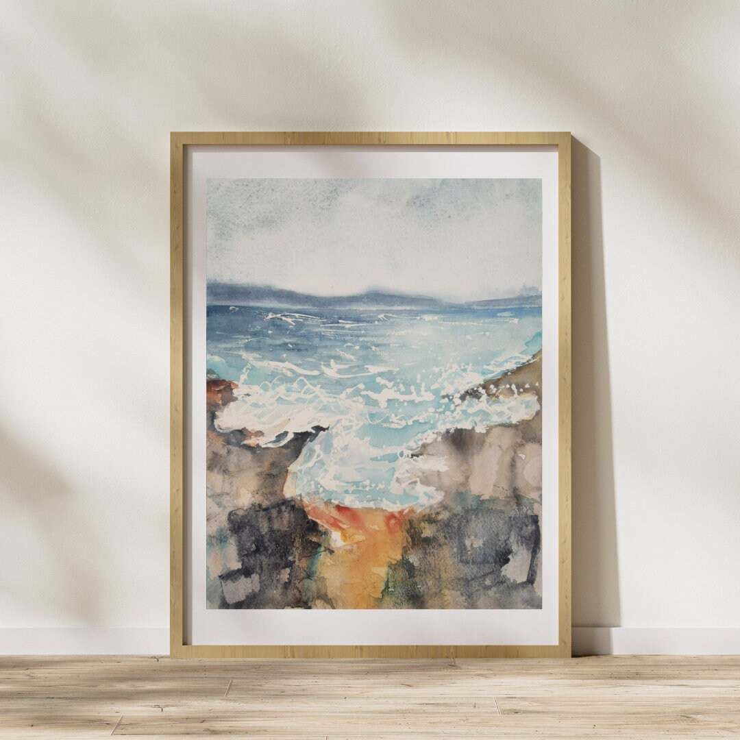 Original Abstract Seascape Painting PRINT of Limeslade Beach, Swansea ...