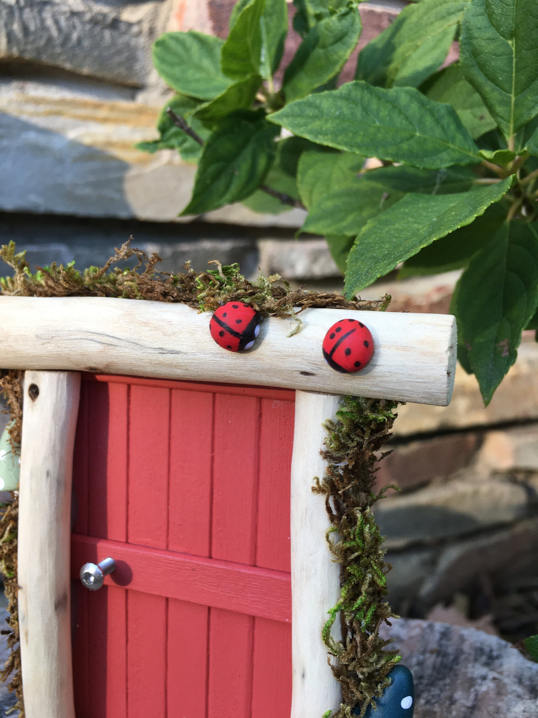 Red Fairy Door With Ladybugs and Mushrooms - Etsy