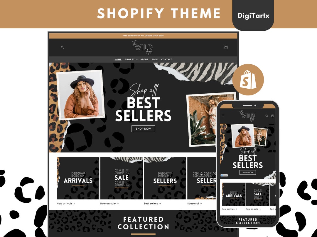 Trendy Shopify Theme, Dark Shopify Theme, Dark Template, Animal Print ...