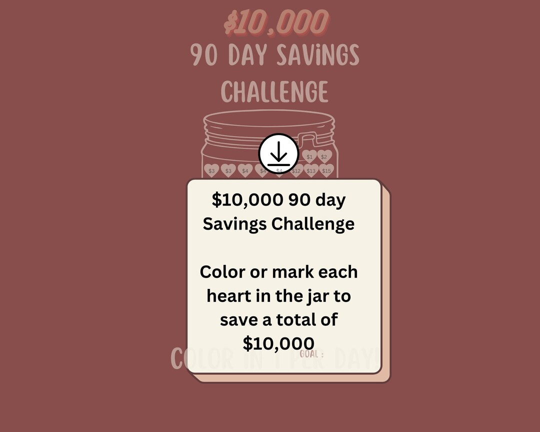 Money Saving Challenge Canva Template, 10000 Saving Challenge, PDF ...