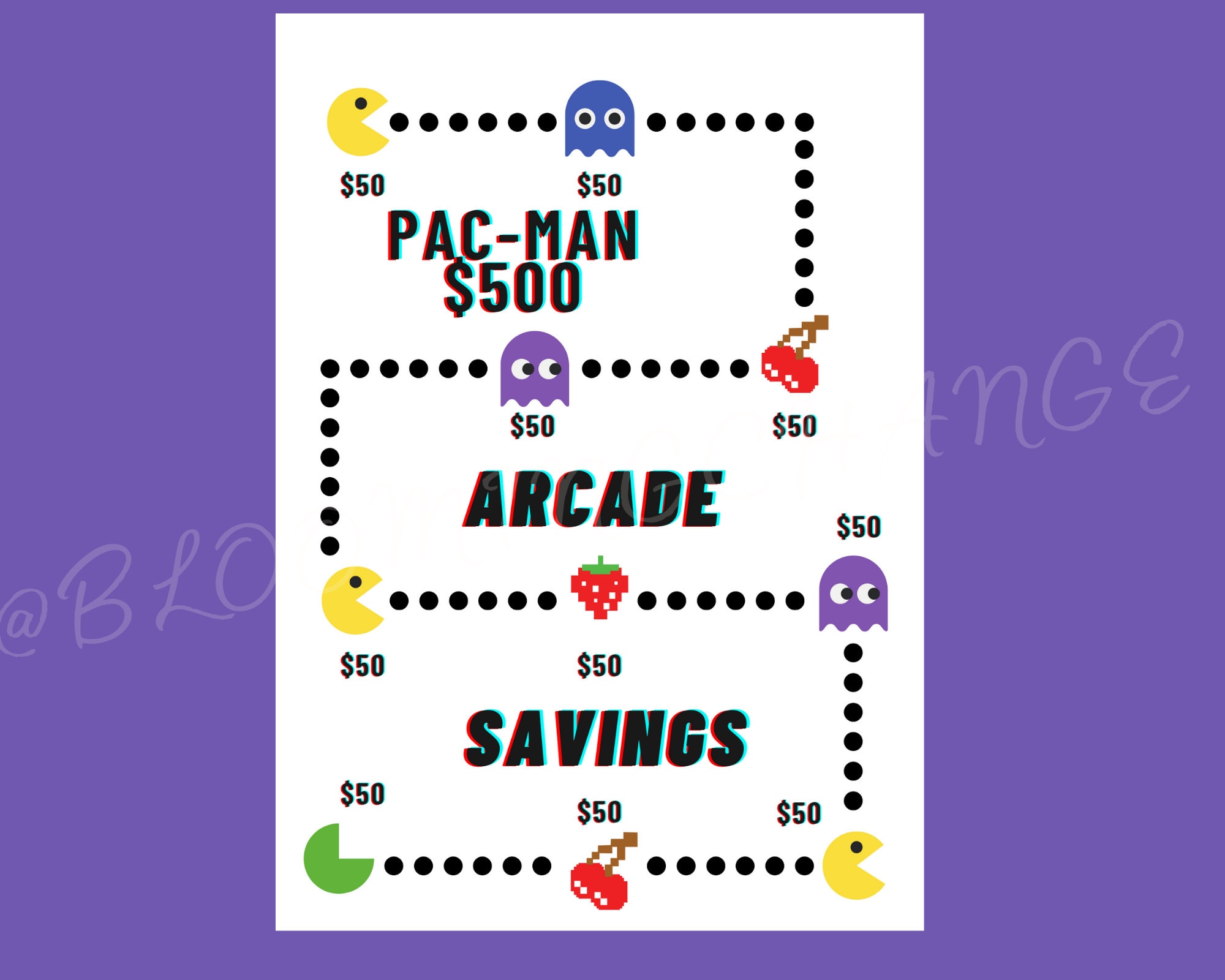 Arcade Savings Pack Challenge Pac-man Savings Game Savings - Etsy