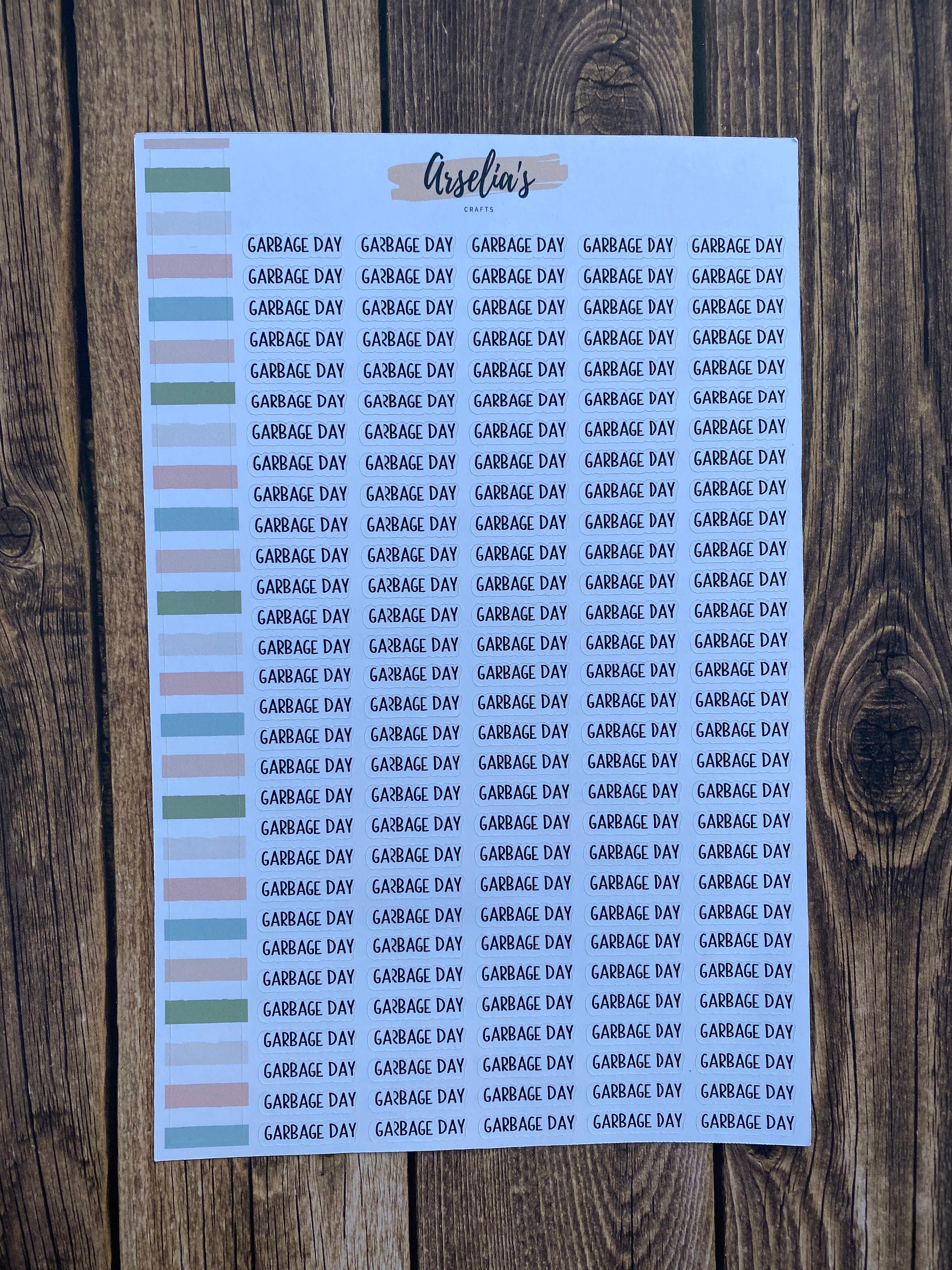 Mini Scripts Garbage Day Planner Stickers - Etsy