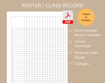 Printable Class Record, Attendance Sheet, Gradebook (PDF & Word) - Etsy ...