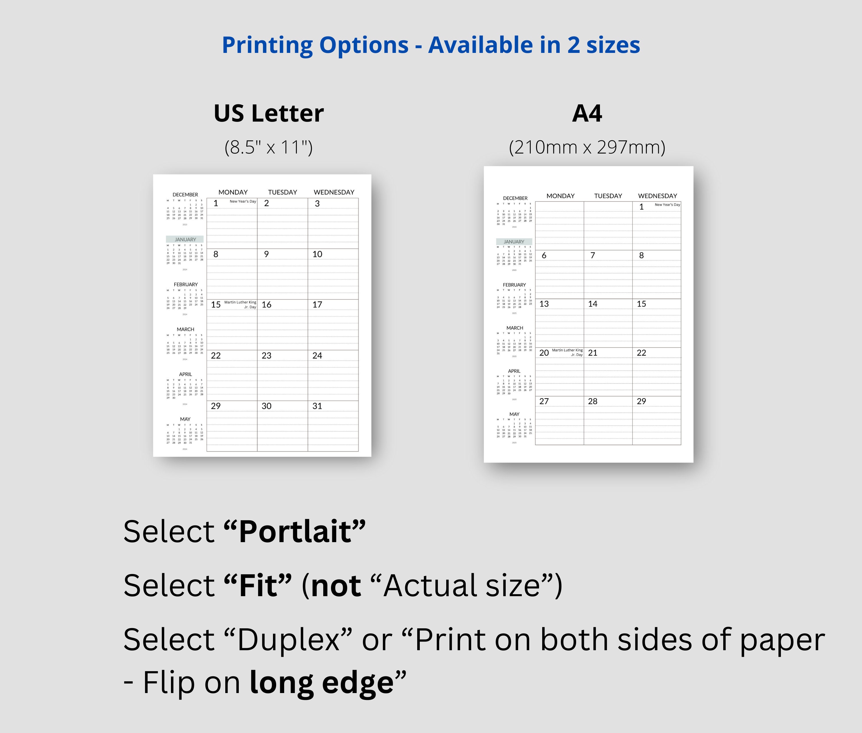 2026 2027 Monthly Calendar Printable | Lined Planner | A4 Letter Size ...