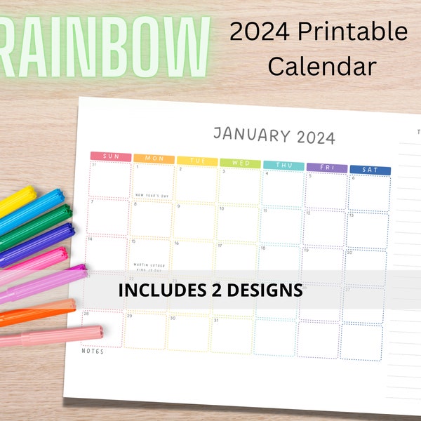 Colorful Calendar - Etsy