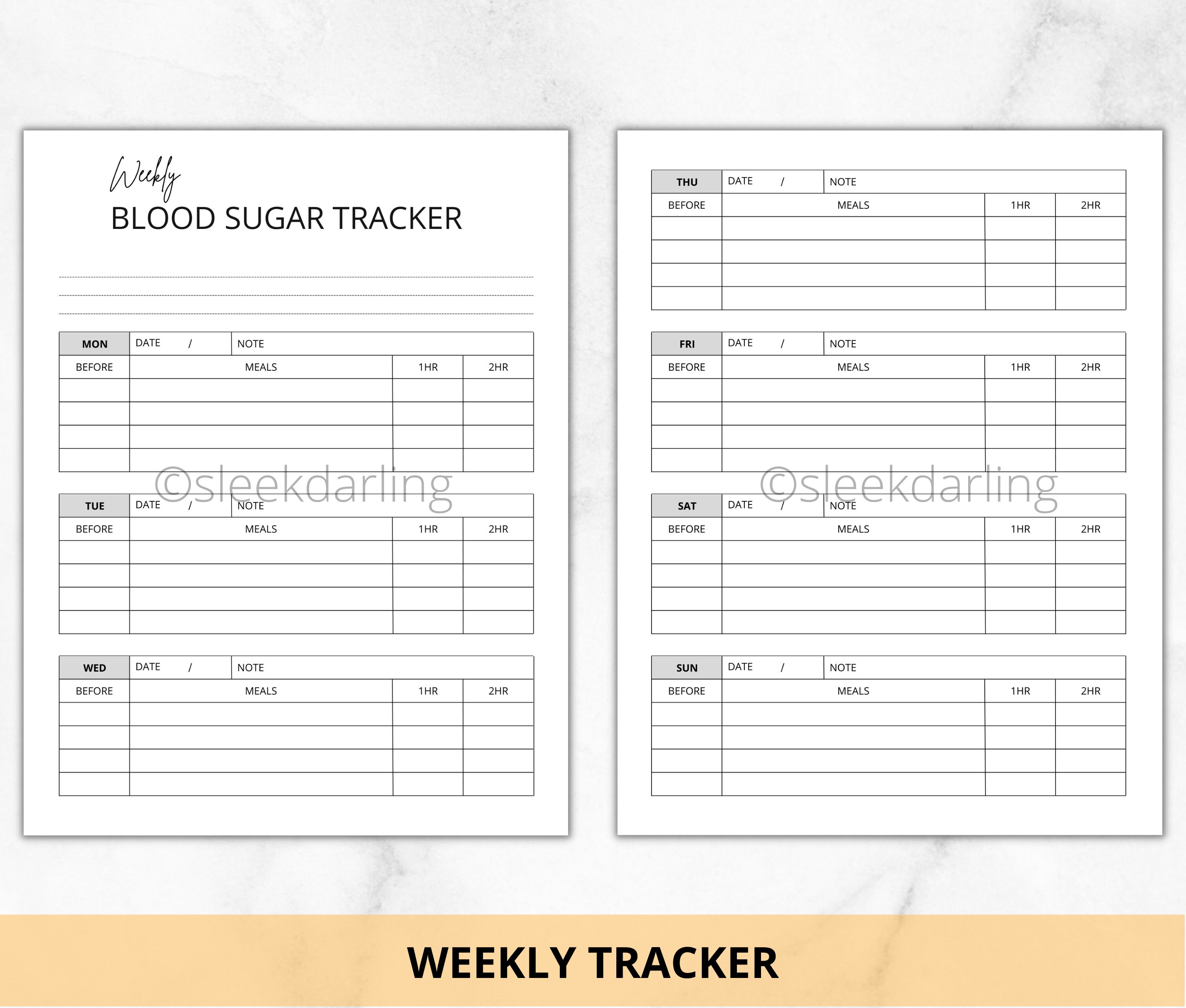 Blood Sugar Tracker Diabetes Journal Printable Daily Log Glucose ...