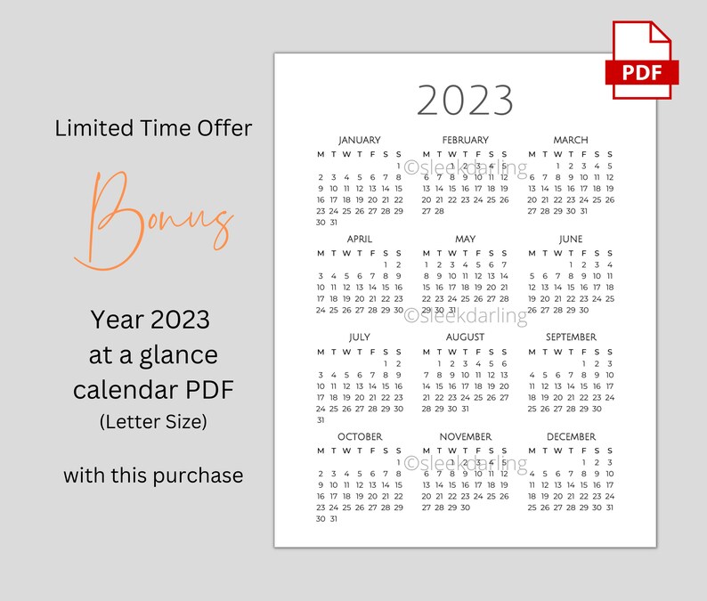 Perpetual Mini Calendars Digital Planner Transparent Endless - Etsy
