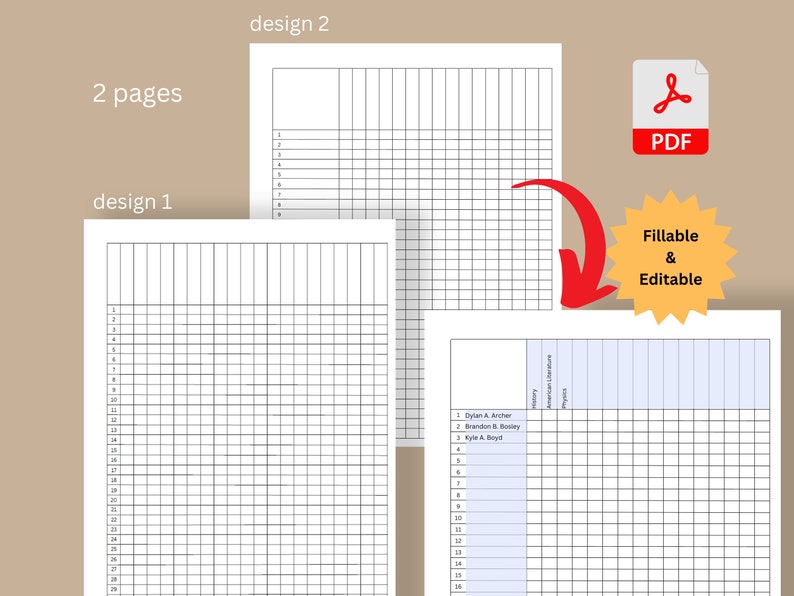 Attendance Record Tracker Sheet, Class Record and Checklist, Gradebook ...