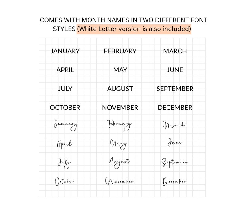 Perpetual Mini Calendars for Digital Planner Endless Transparent ...