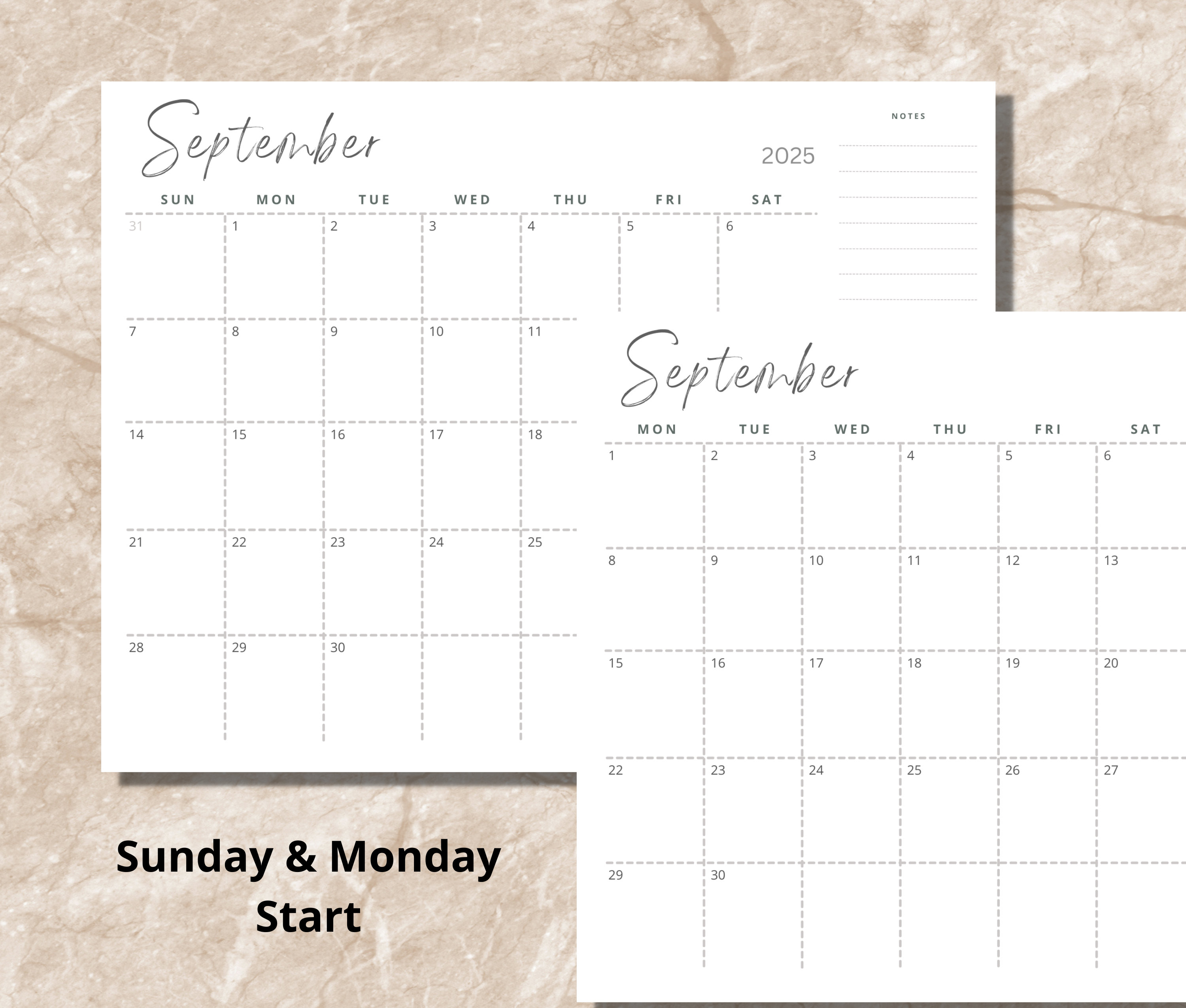 Printable 2024 & 2025 Monthly Calendar With Notes Monday and Sunday ...
