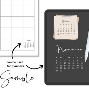 Perpetual Mini Calendars for Digital Planner Endless Transparent ...