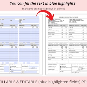 Fillable Printable High School Transcript Template, Homeschool Report ...