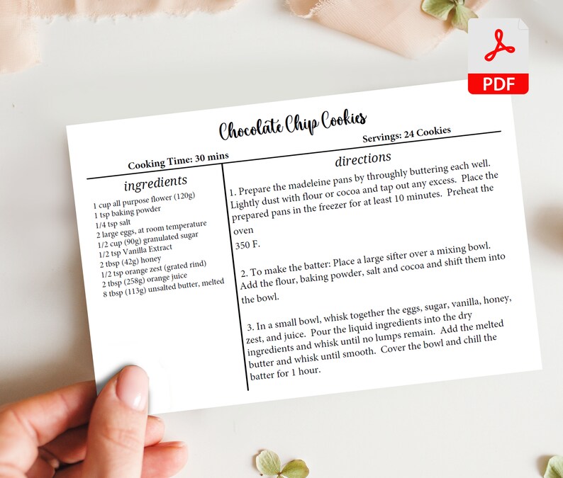 Recipe Card Template Editable Simple Modern Recipe Card - Etsy