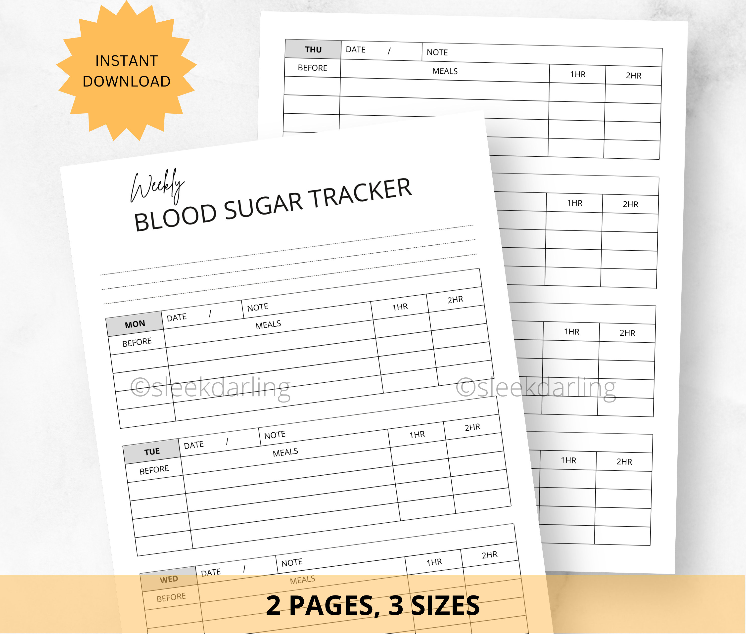 Weekly Blood Sugar Tracker | Diabetes Log (PDF) - Etsy