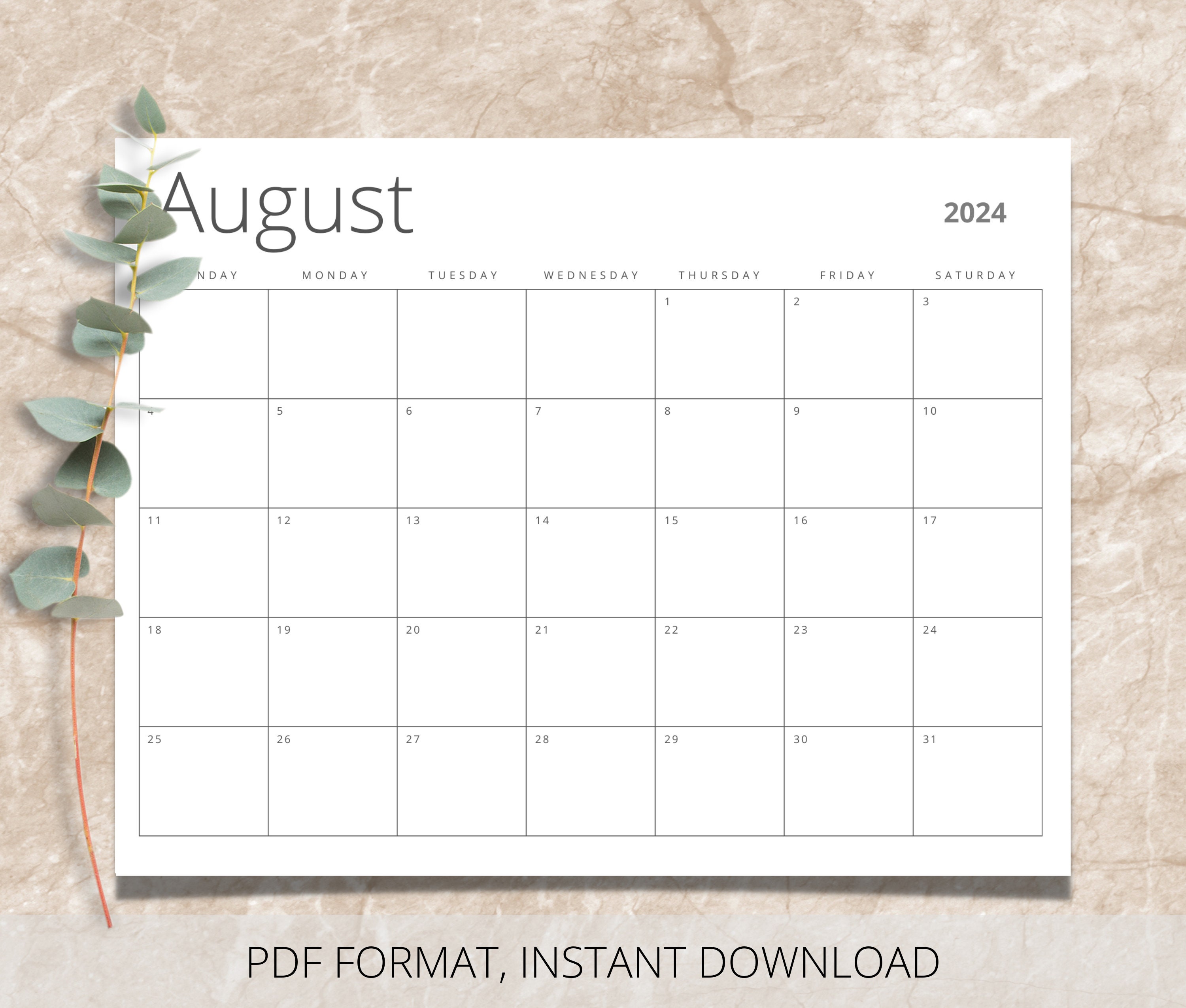 Printable 2024 & 2025 Monthly Calendar Blank and Lined Monday and ...
