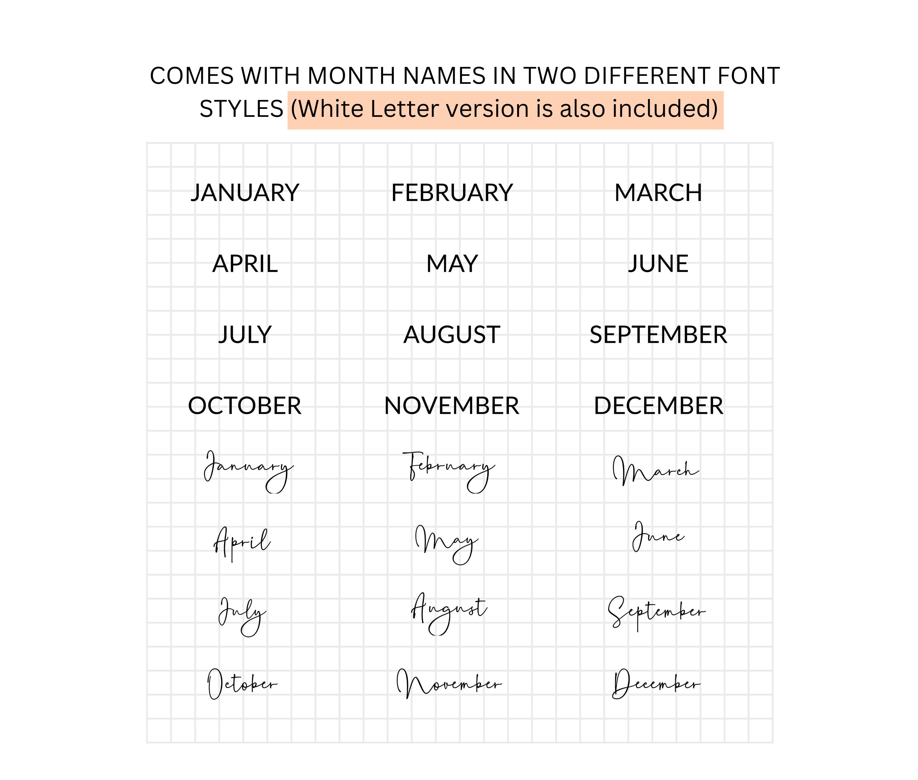 Perpetual Mini Calendars Digital Planner Transparent Endless Calendar ...