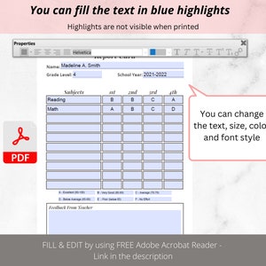 Fillable Homeschool Report Card Template, Grade Tracker (PDF) - Etsy