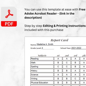 Fillable Printable Homeschool Report Card, Grade Tracker for ...