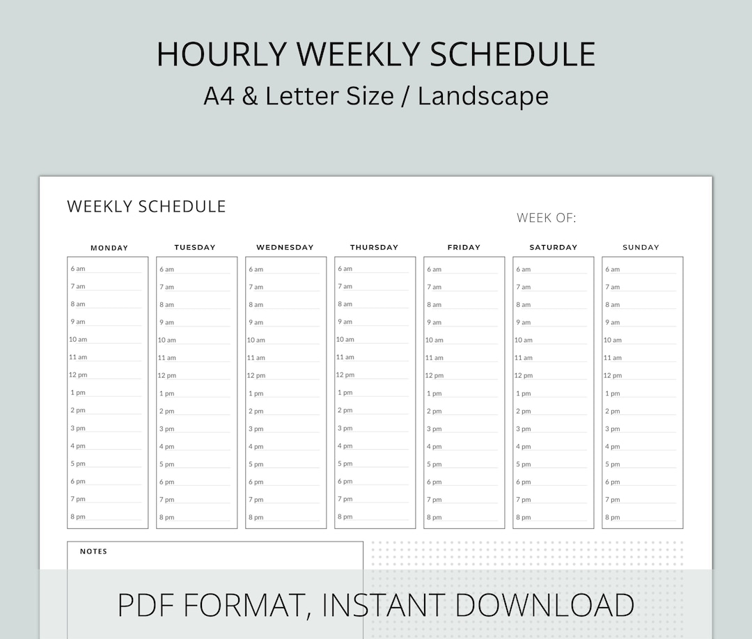 Hourly Weekly Schedule Printable | Printable Weekly Planner With ...