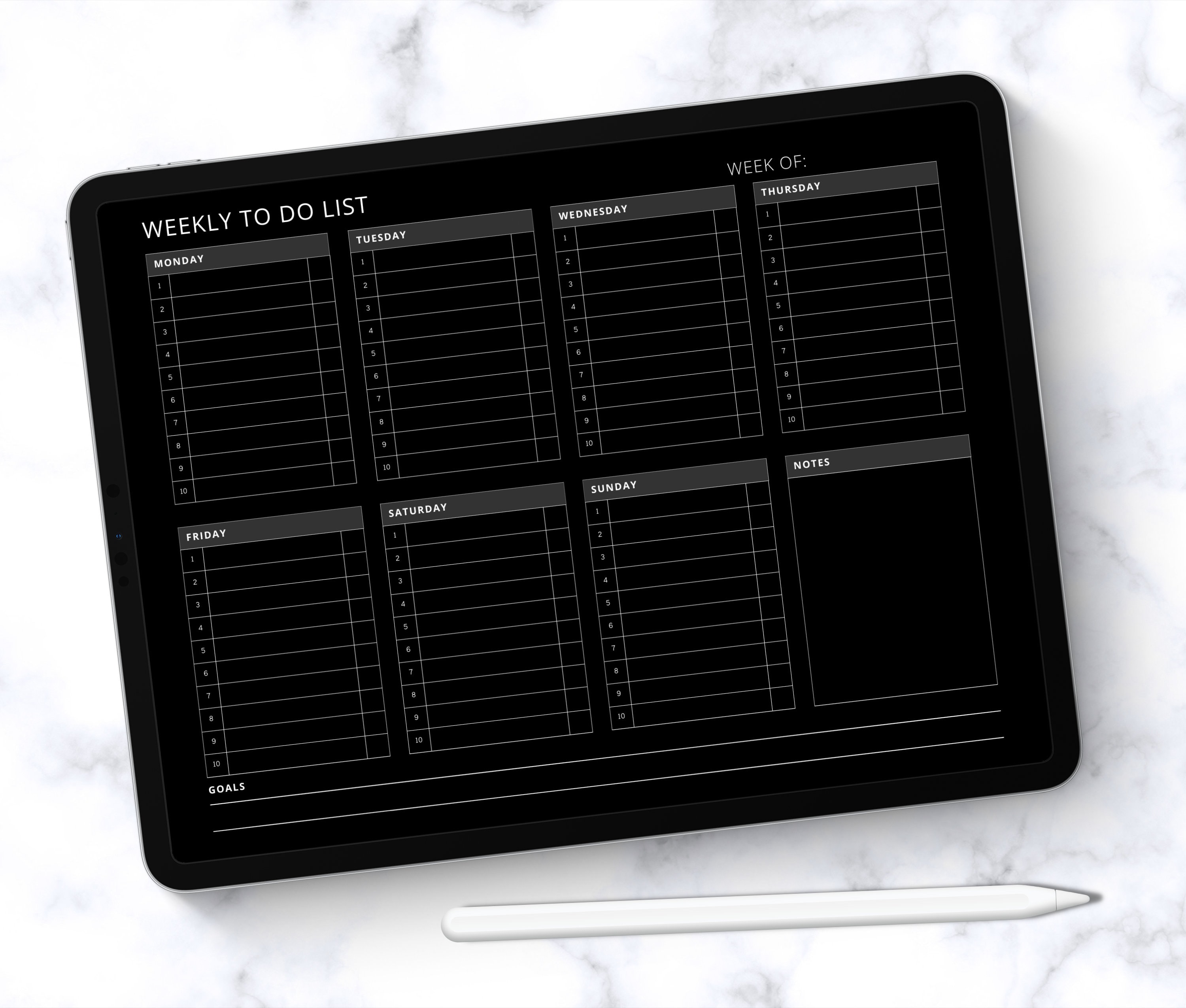 Weekly to Do List for iPad Goodnotes | Landscape to Do List for Digital ...