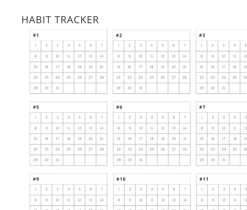 Habit Tracker Printable | Landscape 12 Habit Tracker for Digital ...