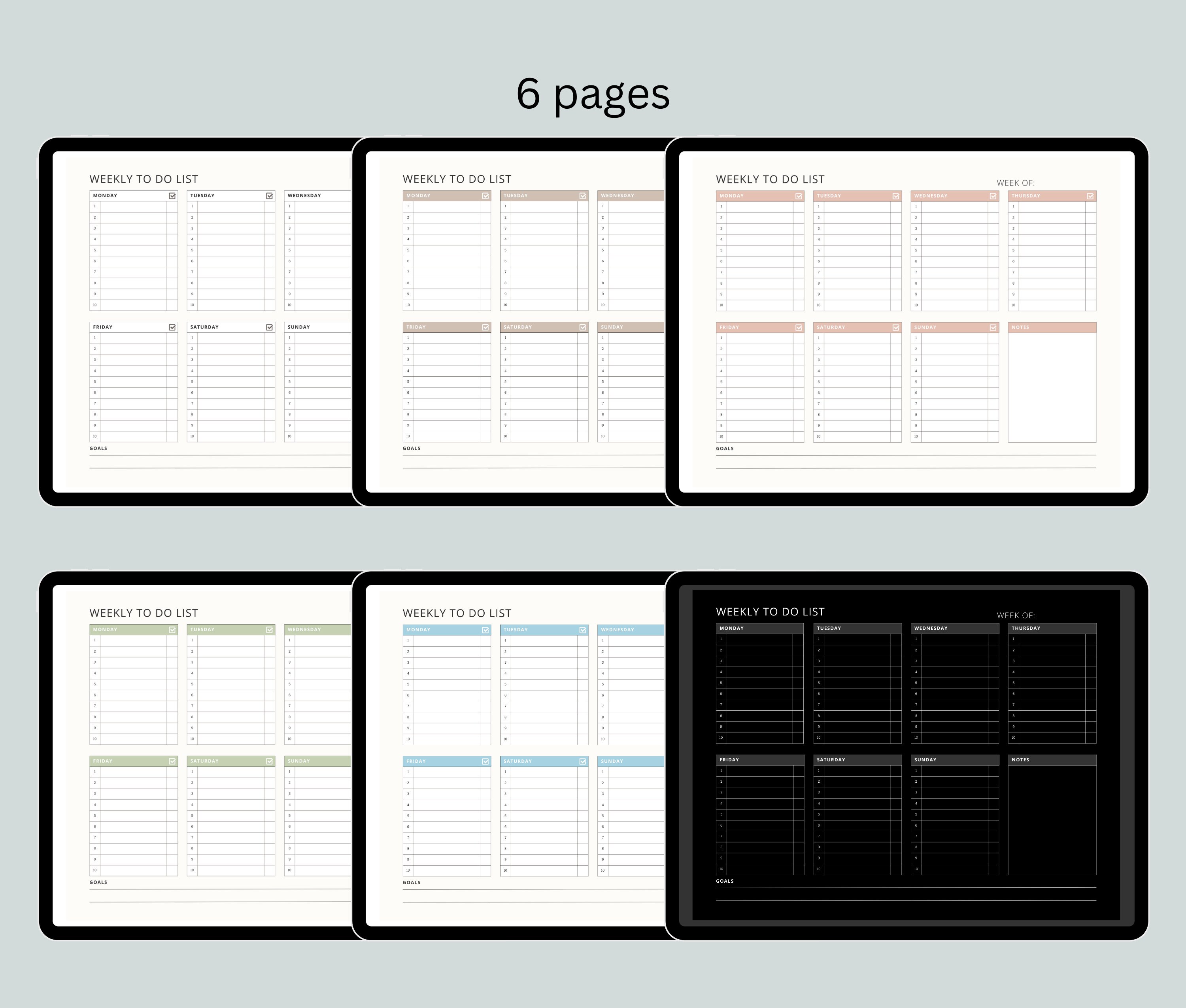 Weekly to Do List for iPad Goodnotes | Landscape to Do List for Digital ...
