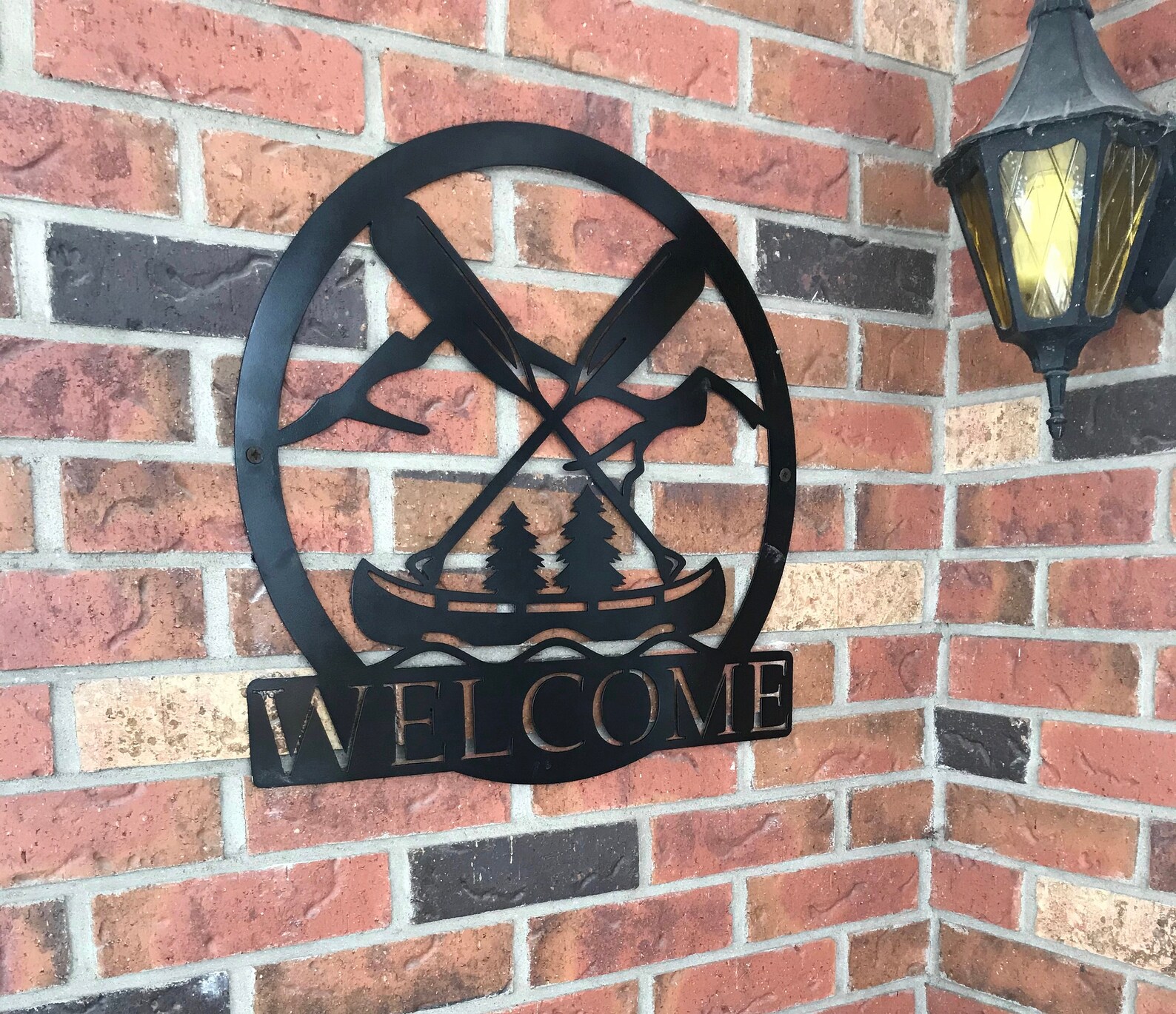 BIG Personalized Metal Welcome Outdoor Canoe Oars Sign custom - Etsy