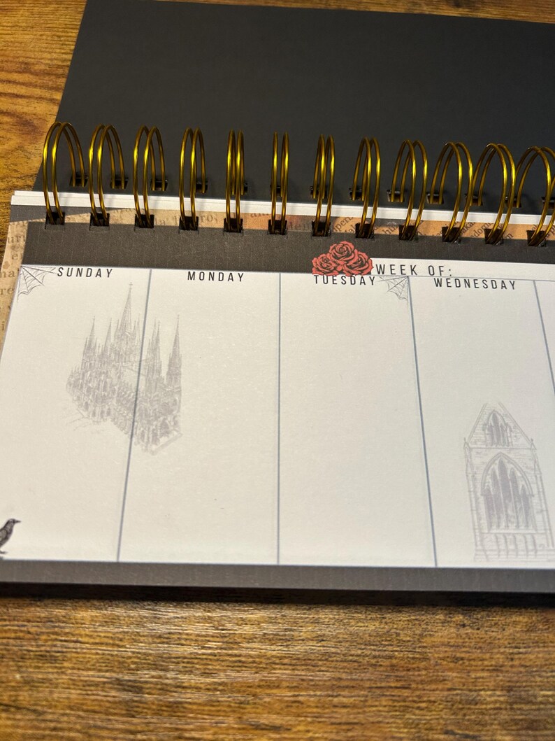 Gothic Weekly Planner, Dark Aesthetic Weekly Planner, Dark Academia ...