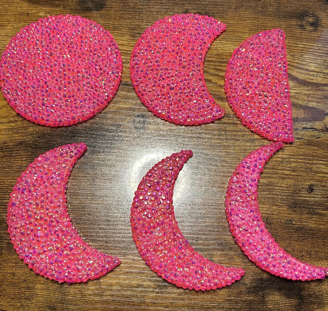 Rhinestone Moon Phase Ornaments: Pink Celestial Decor Set - Etsy