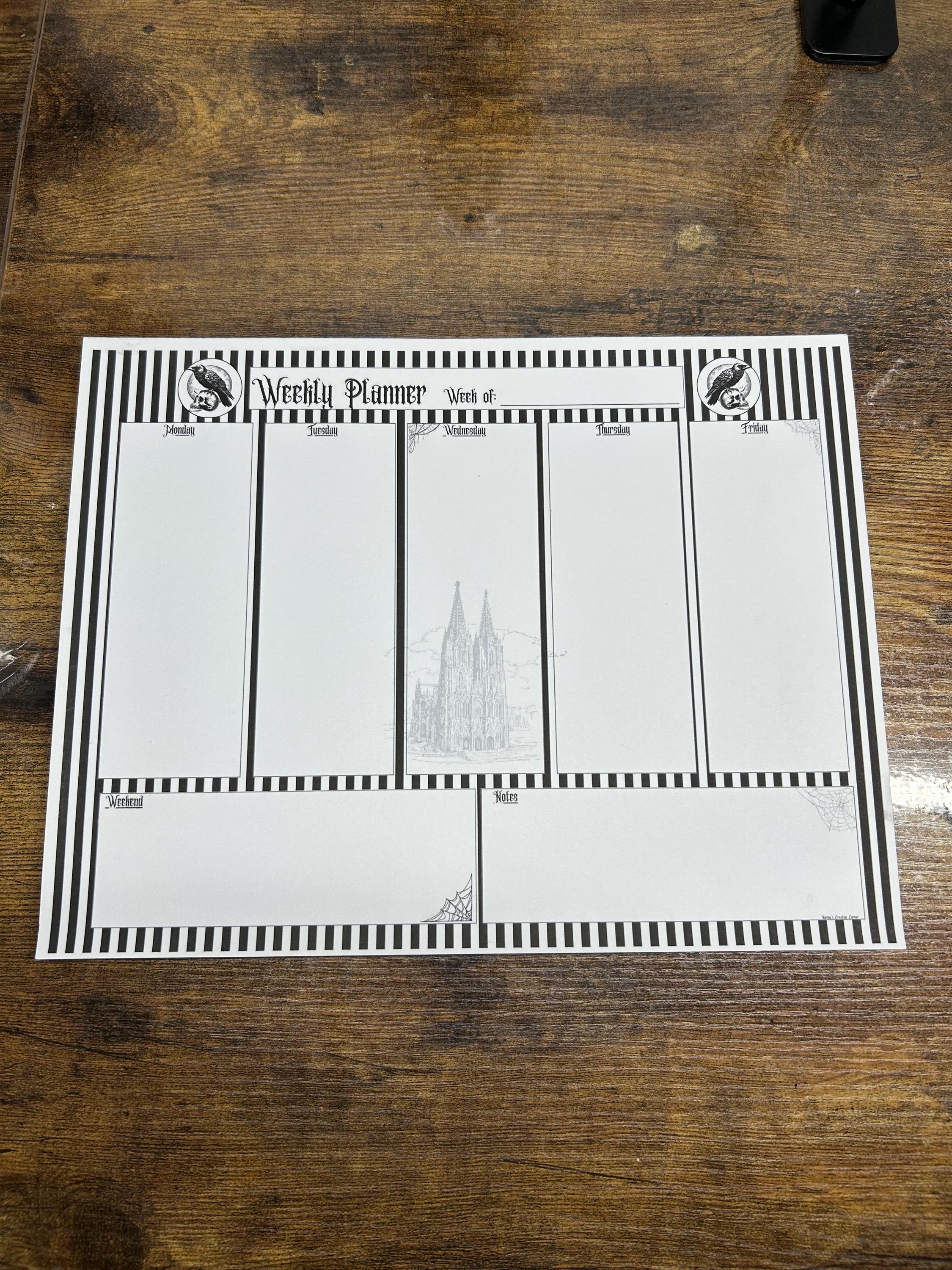 Striped Gothic Weekly Planner, Dark Academia Stationery Set With Daily ...