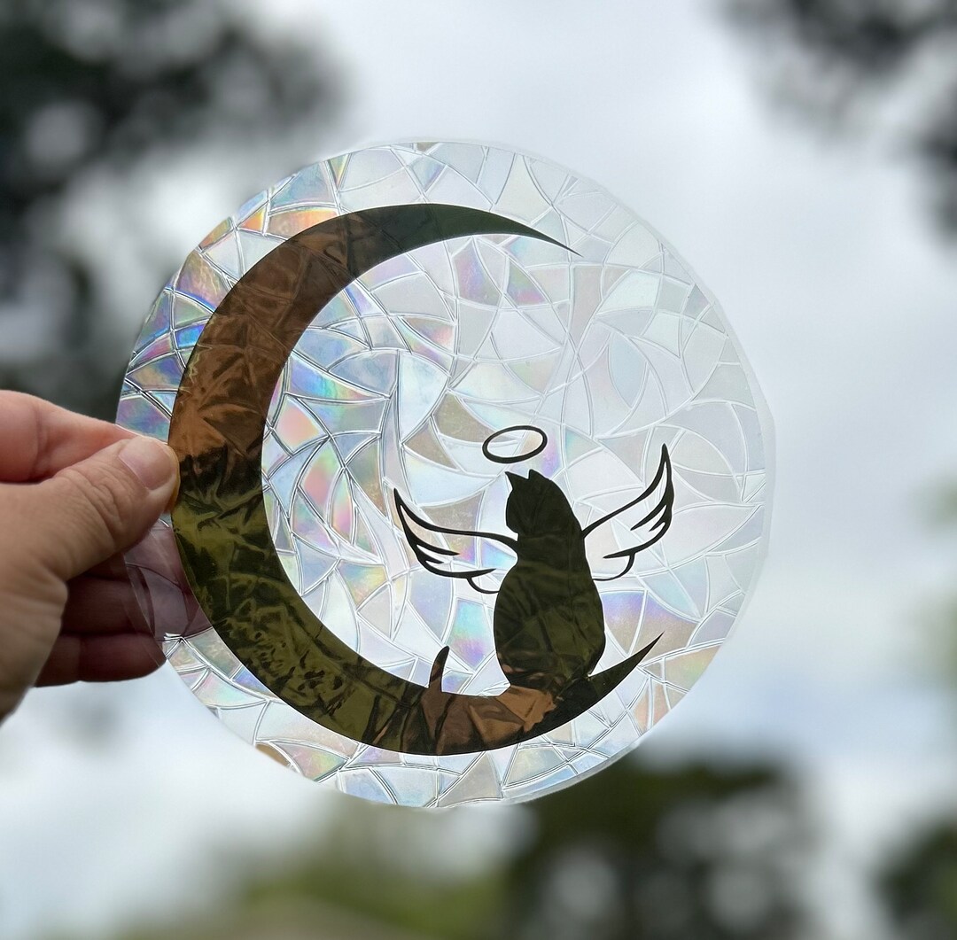 Rainbow Bridge: Cat Angel Window Cling, Rainbow Cat Angel Window Decal ...