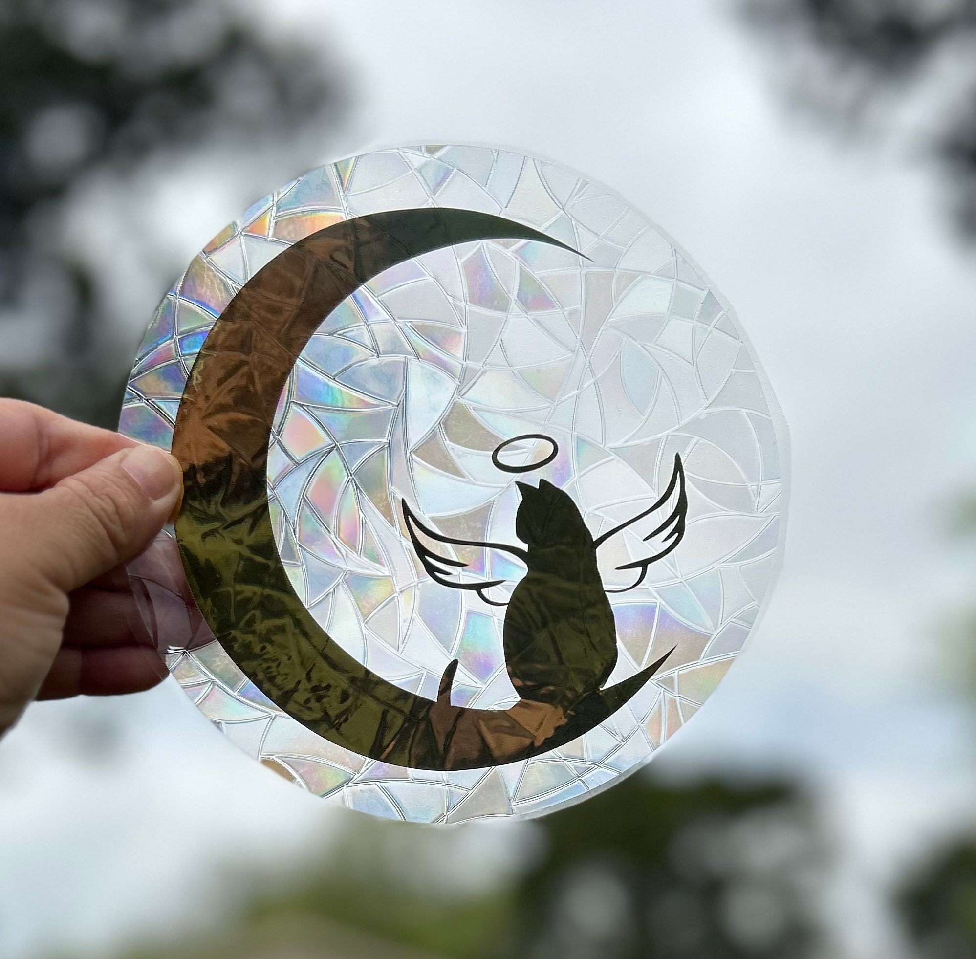 Rainbow Bridge: Cat Angel Window Cling, Rainbow Cat Angel Window Decal ...