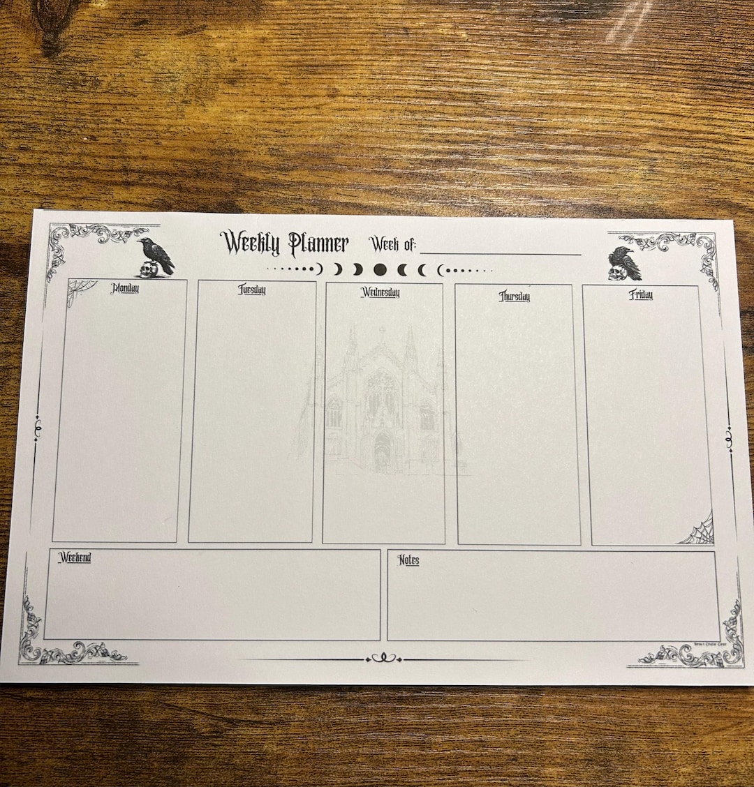 Dark Academia Gothic Weekly Planner: Raven & Moon A5 Notepad - Etsy